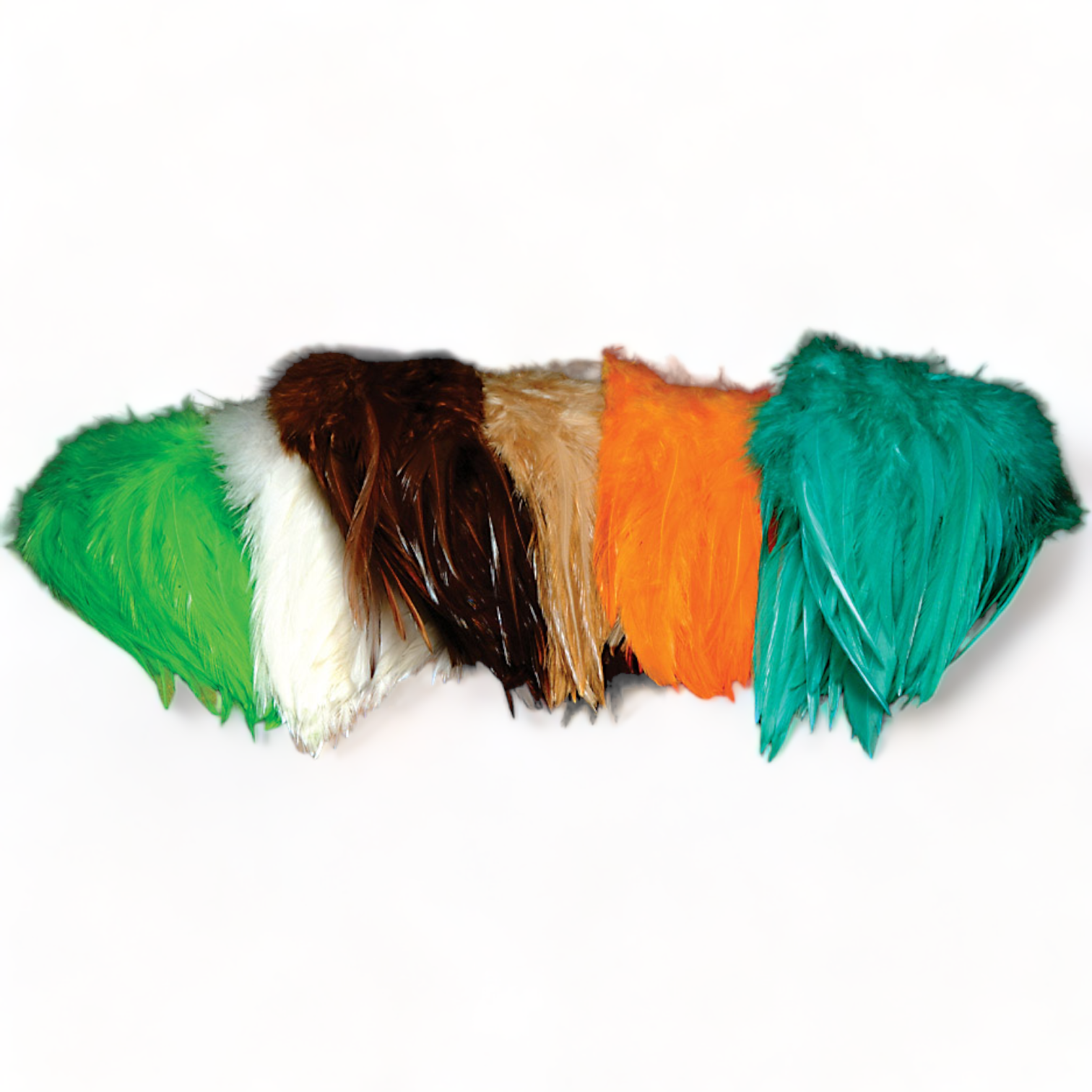 Hareline Saddle Hackle: Dyed Over White, 5-7 Inches